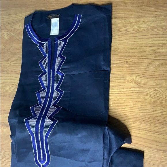 Suits & Blazers | Two Piece Long Sleeve Navy Blue African Suit Xxl ...